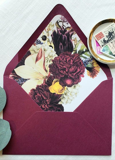 Printable Envelope Liner Plum Florals Seven Oaks Envelopes